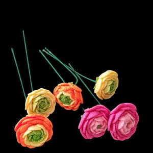 Easy Crochet Ranunculus Flower & Bulb Pattern PDF | DIY Crochet Floral ...