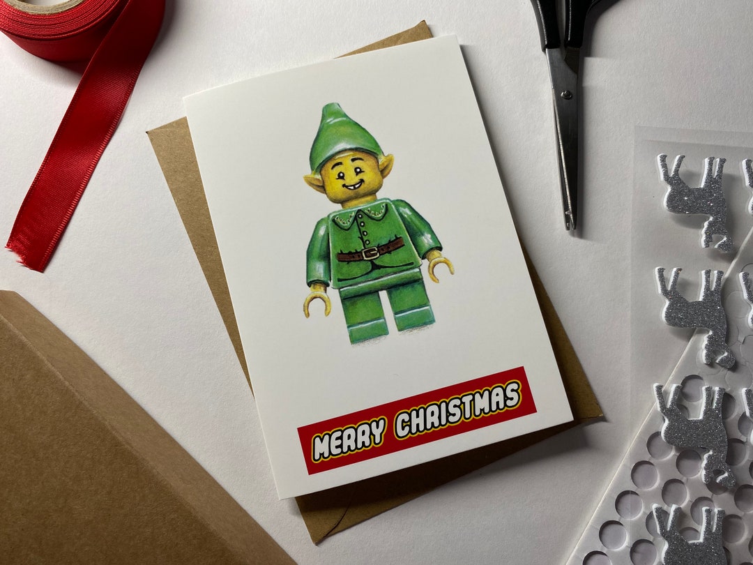 Hand Drawn LEGO Elf Minifigure Christmas Card - Etsy UK