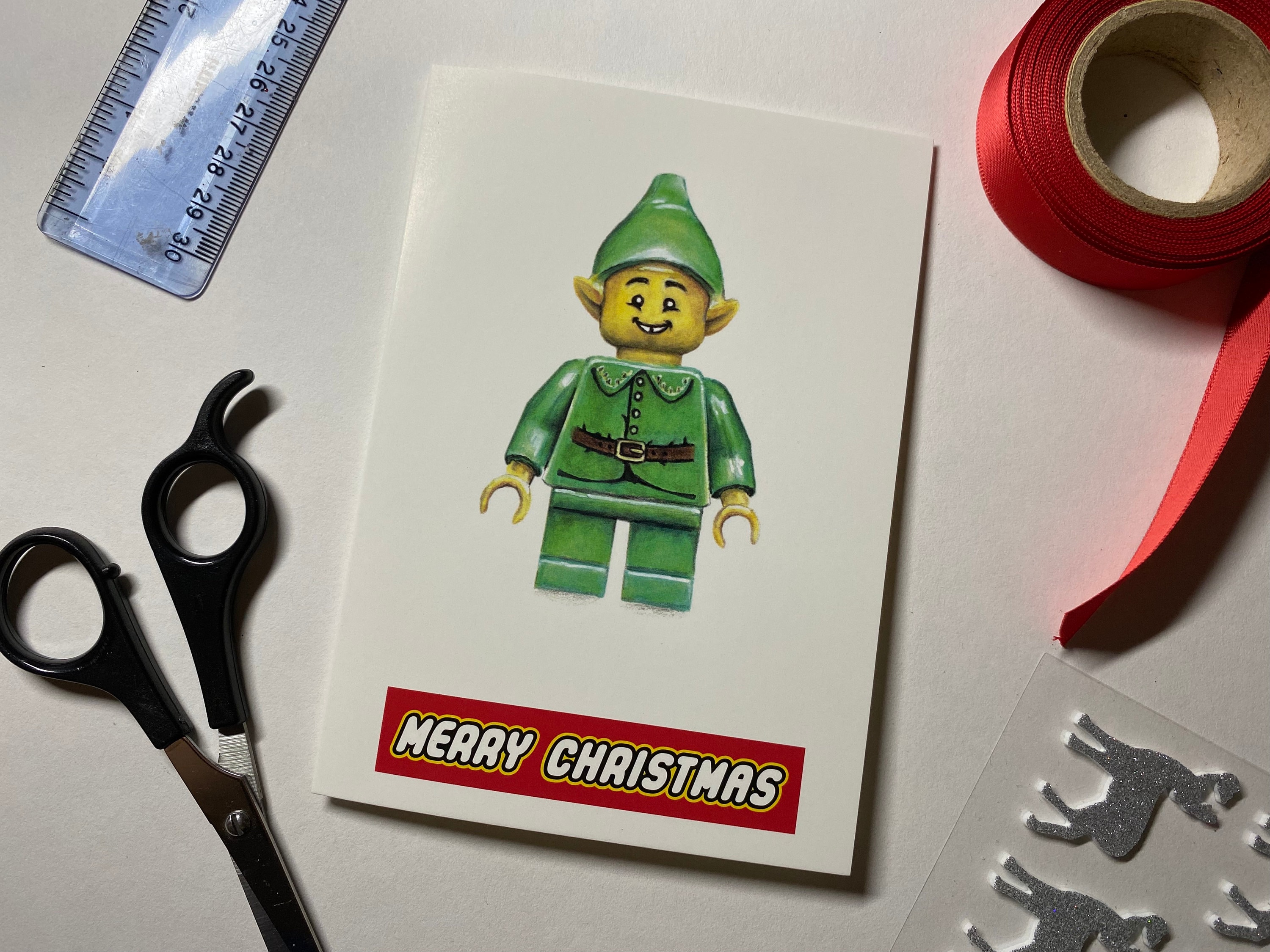 Hand Drawn LEGO Minifigure Christmas Cards pack of 5 - Etsy
