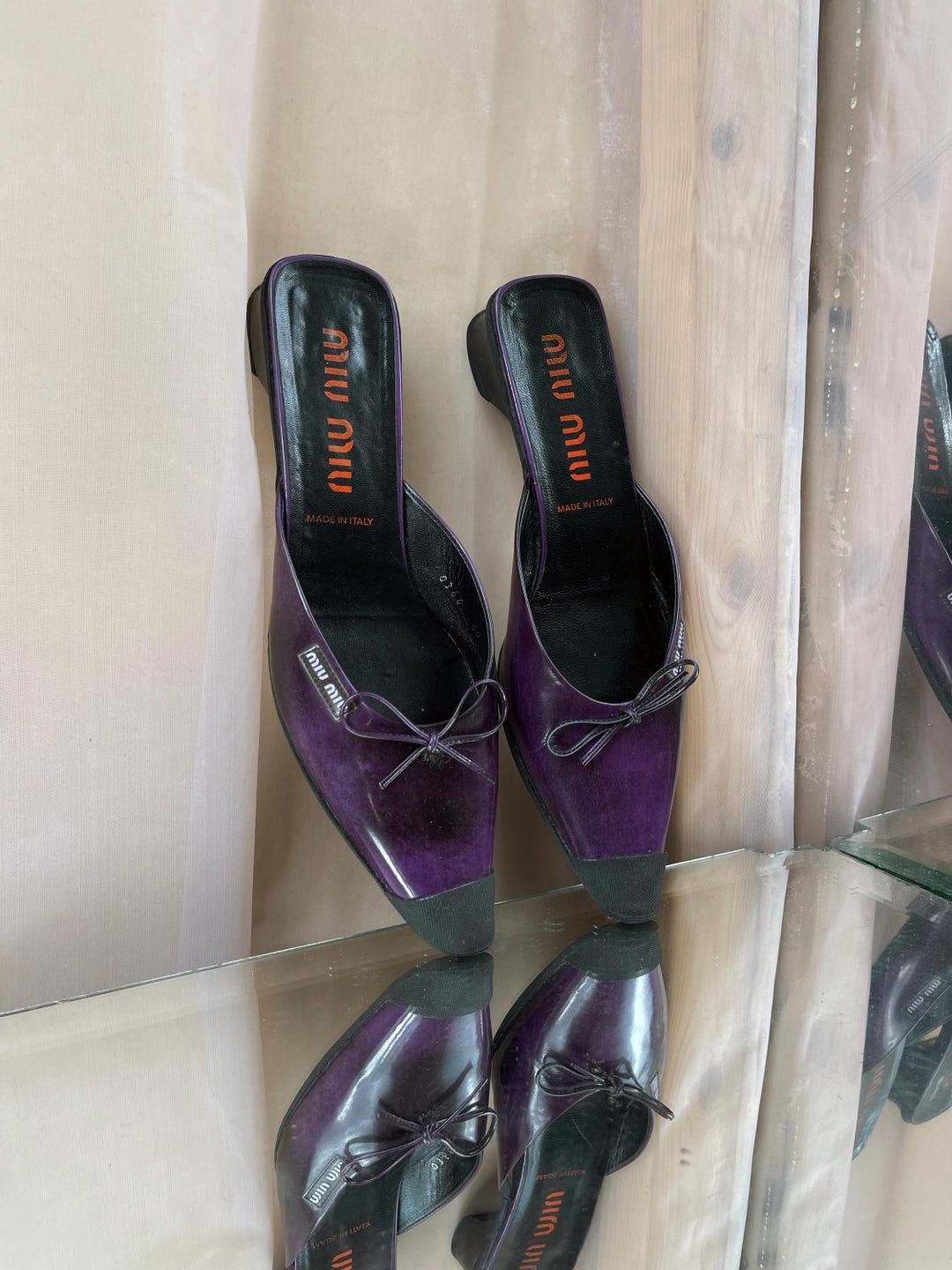 SS 2000 Miu Miu Purple Kitten Heel Mules With Rubber Toe - Etsy