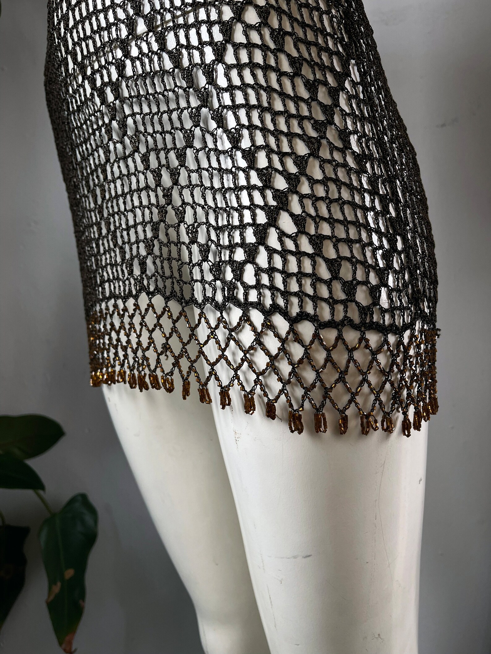 Vintage Beaded Crochet Mesh Net Top - Etsy