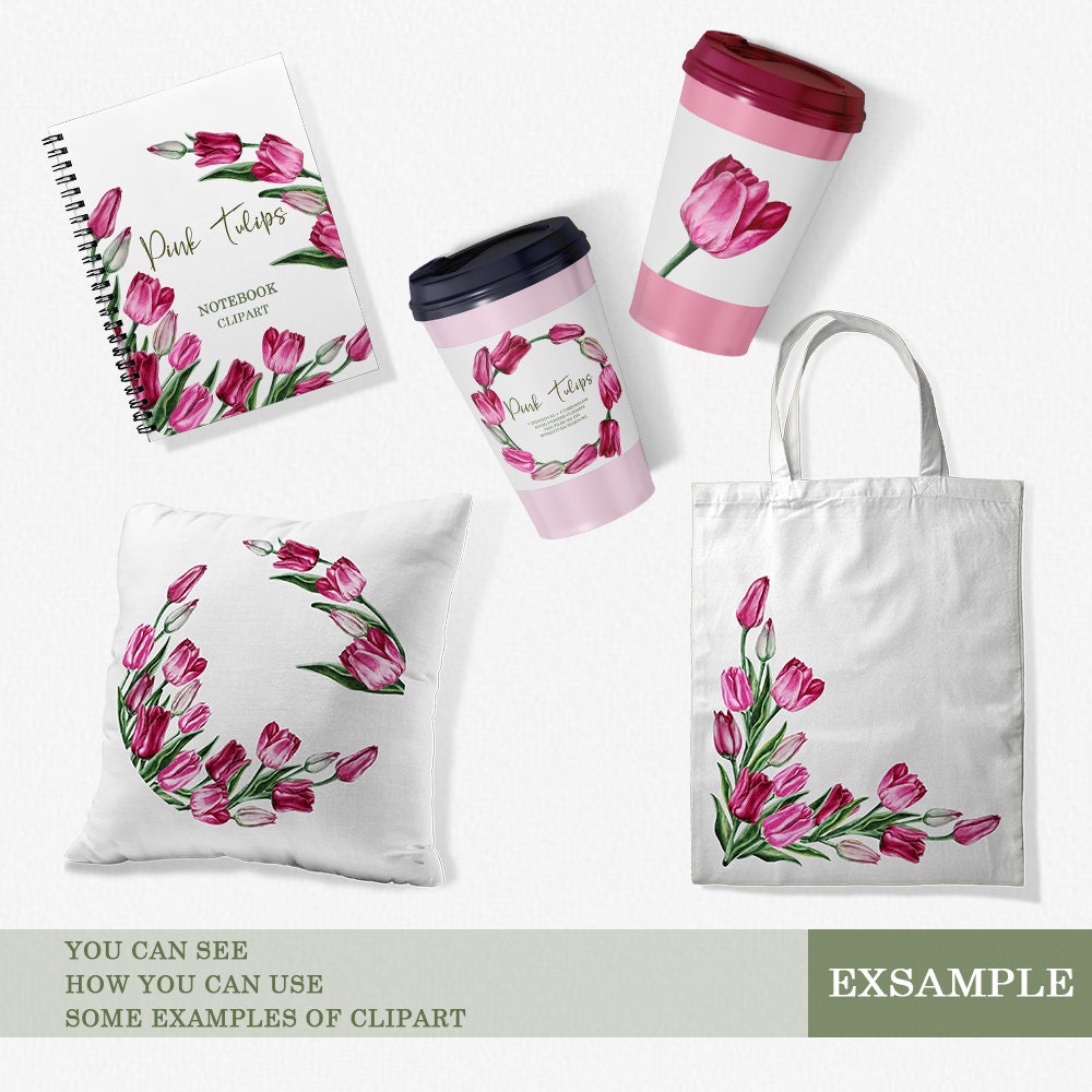 Watercolor Pink Tulips Clipart. Tulips Hand Painted Clipart Tulip ...