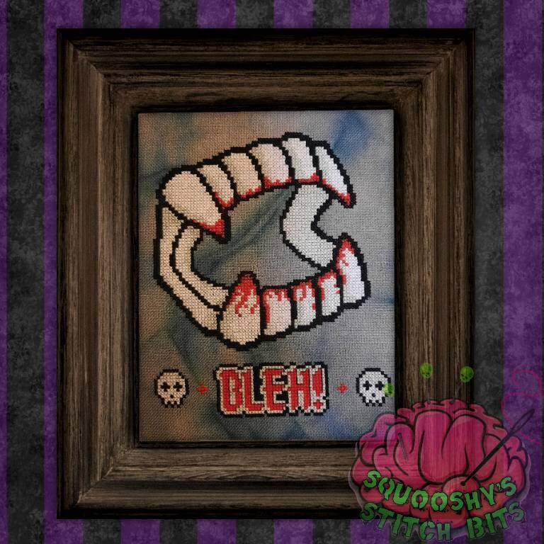 Bleh Vampire Teeth Cross Stitch Pattern. PDF | Etsy