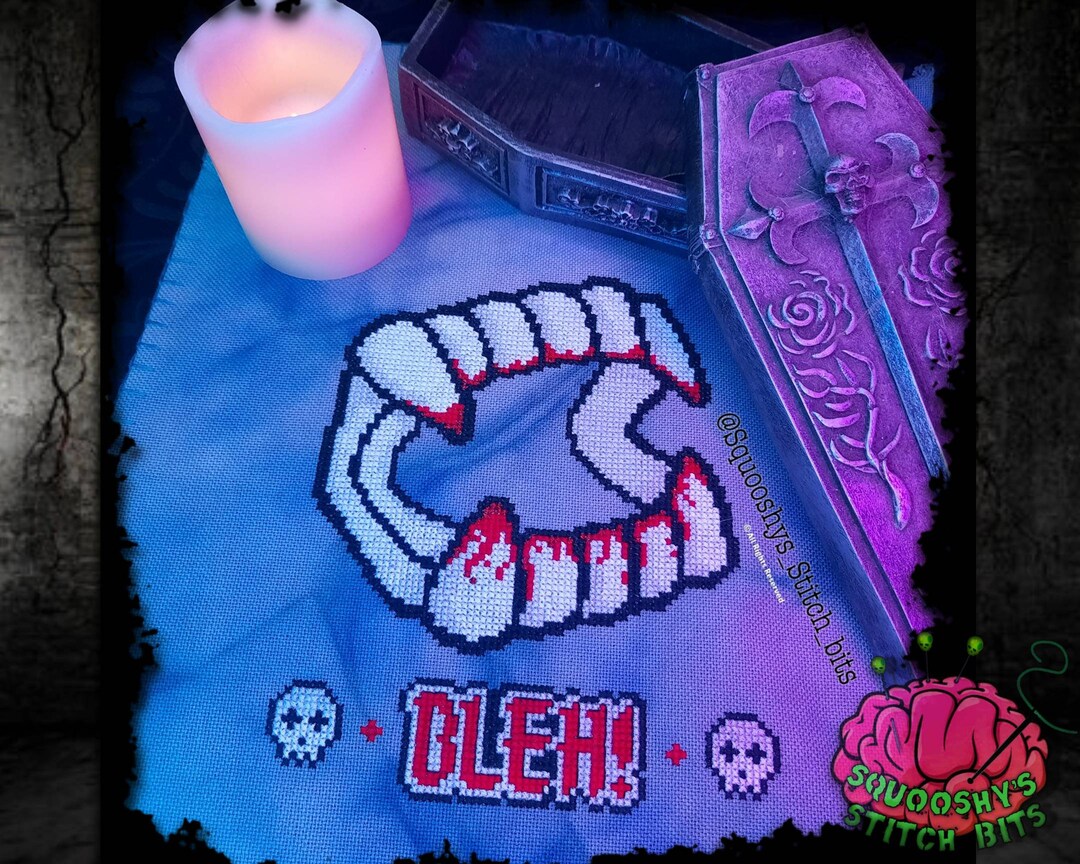 Bleh Vampire Teeth Cross Stitch Pattern. PDF - Etsy