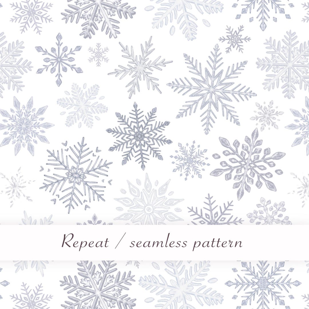 Silver Snowflakes Repeat Seamless Pattern | Digital Paper | Winter ...