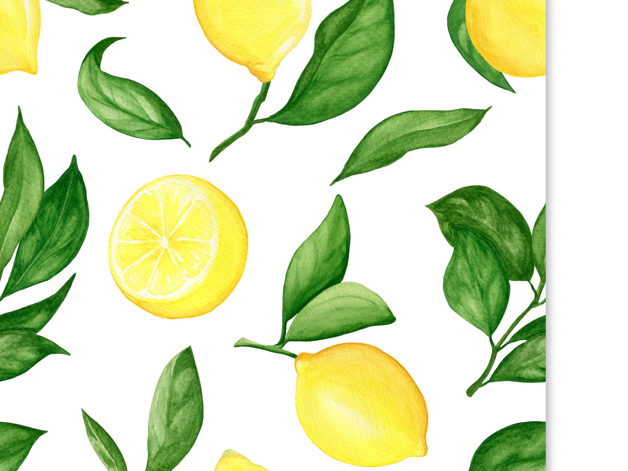 Lemons Digital Paper. Seamless Pattern. Watercolor Clipart. - Etsy