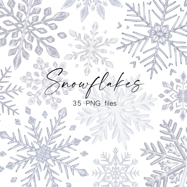 Snowflakes Clipart - Etsy