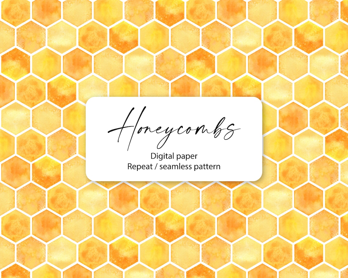 Honeycombs Digital Paper Repeat Seamless Pattern Watercolor - Etsy