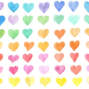 Watercolor Hearts Clipart. Multicolor Hearts Clipart. Colorful Hearts ...