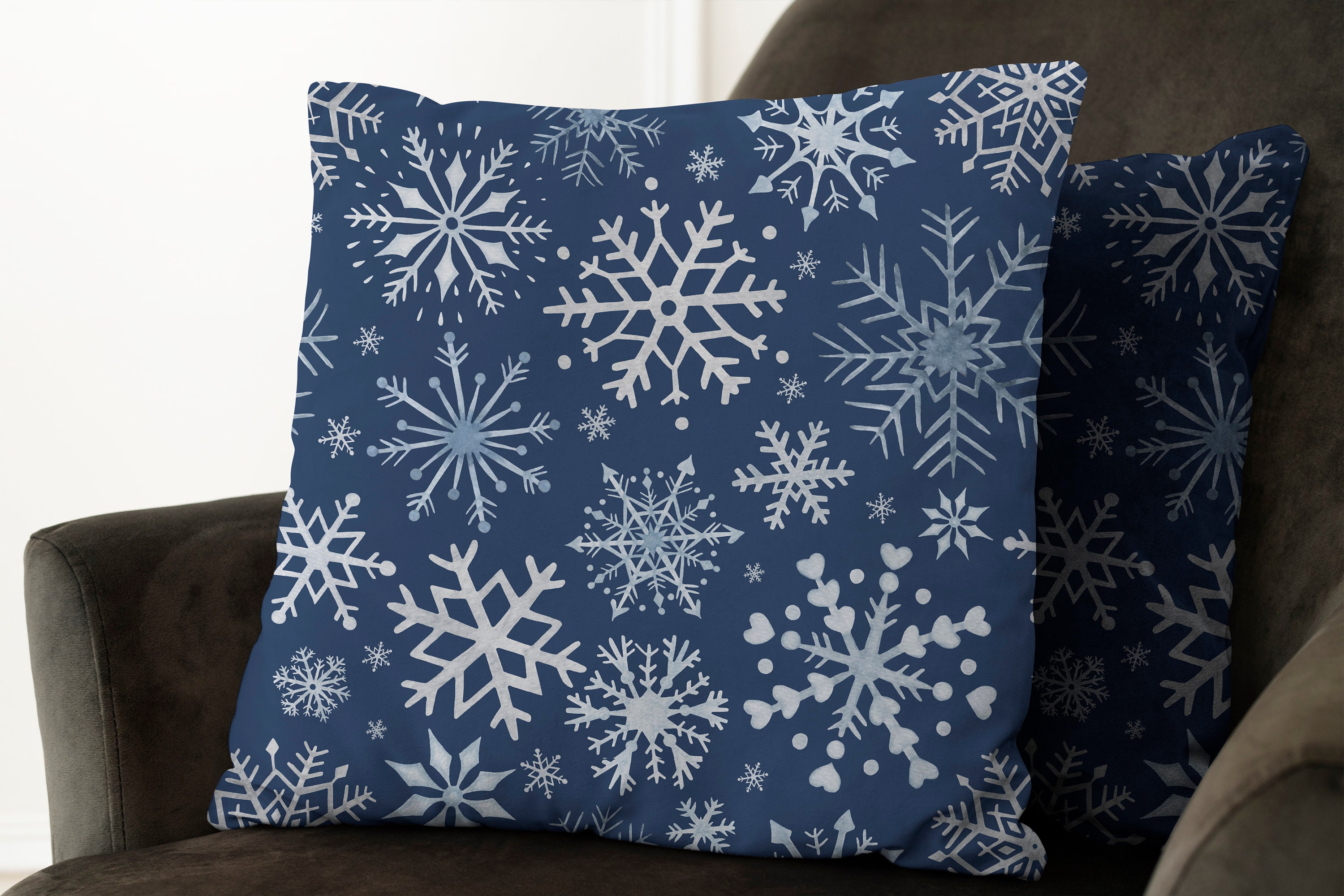 Watercolor Snowflake Digital Paper Navy Blue Christmas | Etsy