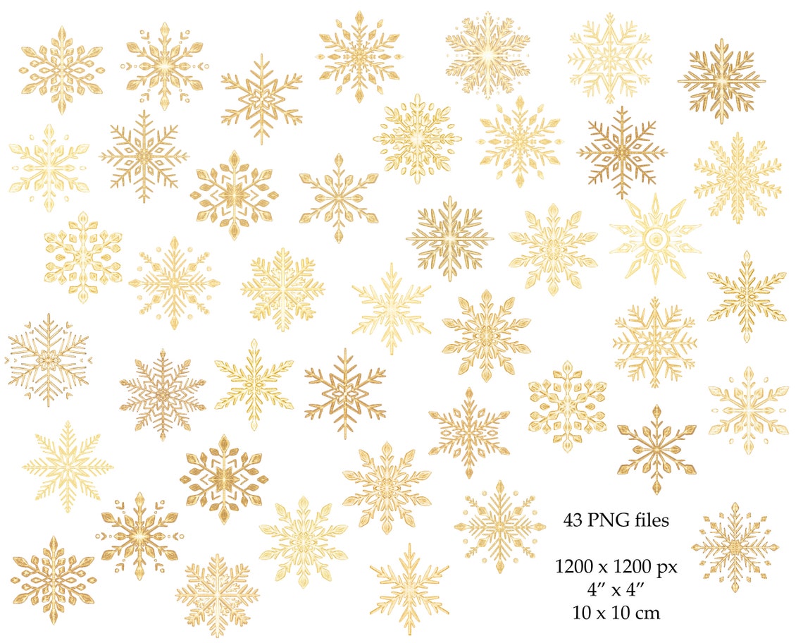 Golden Snowflake Clipart - Snowflakes PNG - Christmas Clipart - Glitter ...