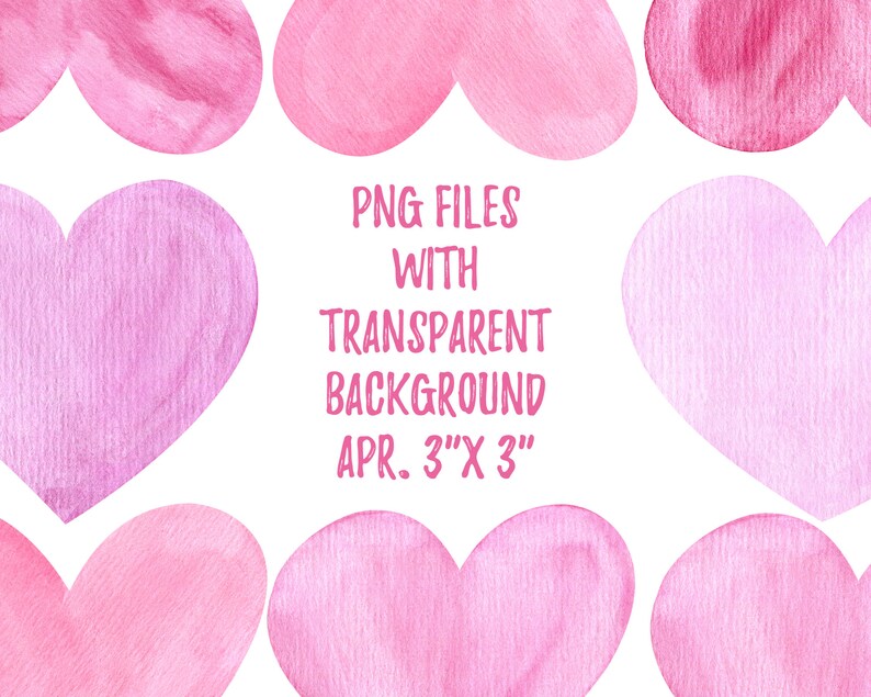 Valentines Day PNG. Watercolor Hearts Clipart. Pink Red Rose - Etsy