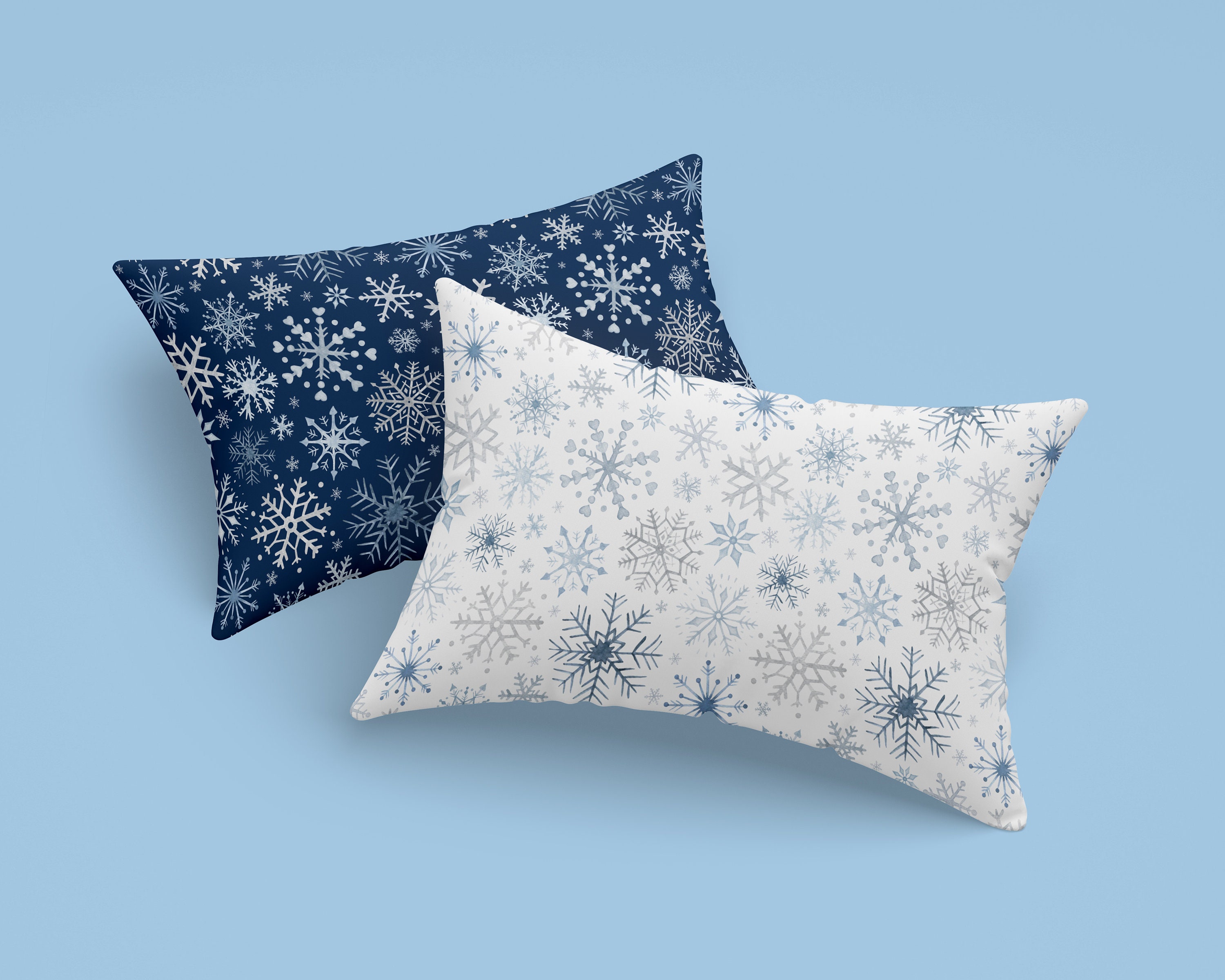 Watercolor Snowflake Digital Paper Navy Blue Christmas | Etsy