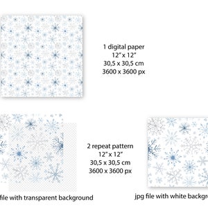 Watercolor Snowflake Digital Paper, Blue and Silver Christmas ...