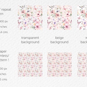 Butterflies and Flowers Digital Paper - Watercolor Floral Butterfly ...