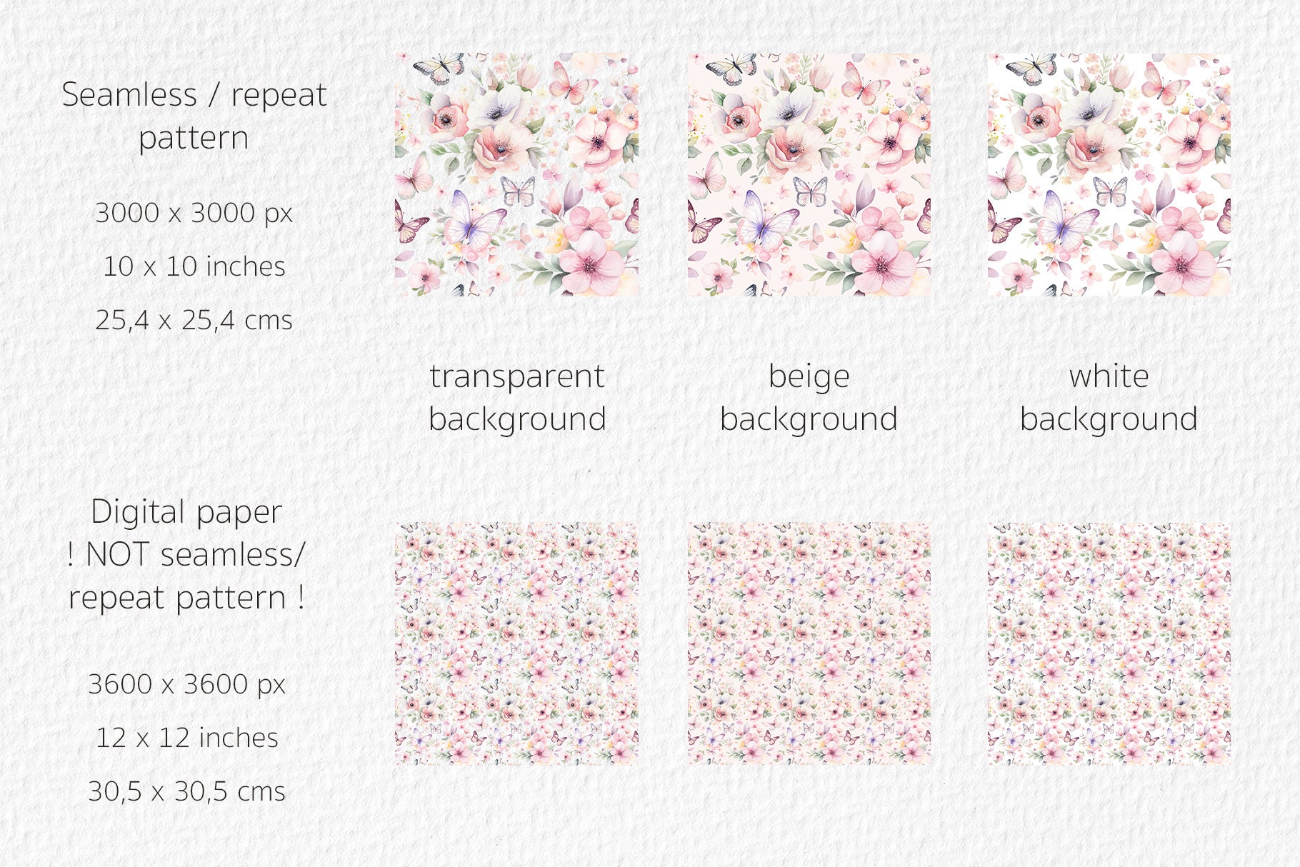 Butterflies and Flowers Digital Paper - Watercolor Floral Butterfly ...