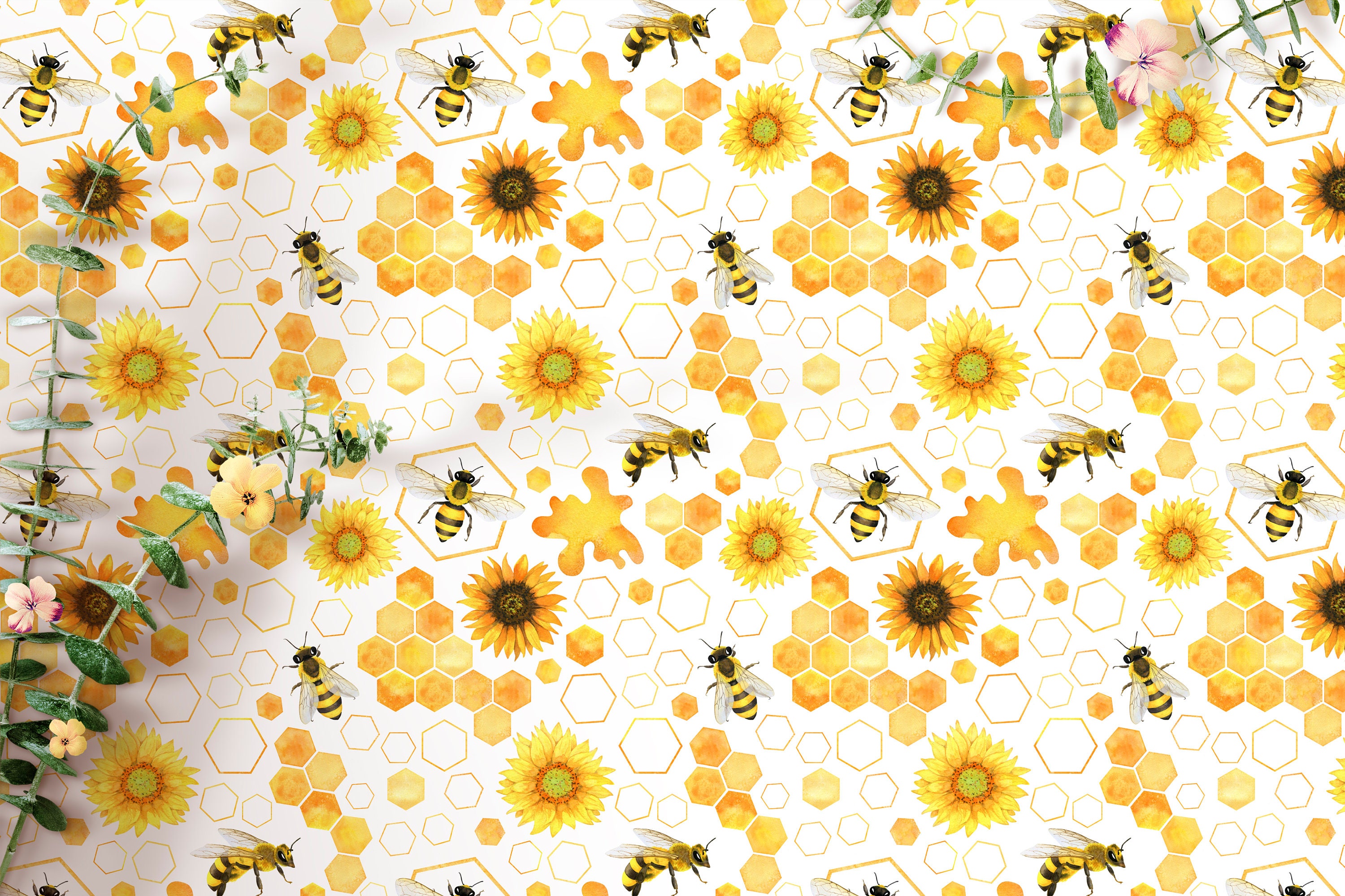 Honey Bee Seamless Pattern Digital Paper With Honeybees - Etsy