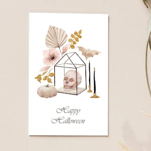 Halloween Boho Clipart, Watercolor Illustrations, Pumpkins, Bats, Scull ...