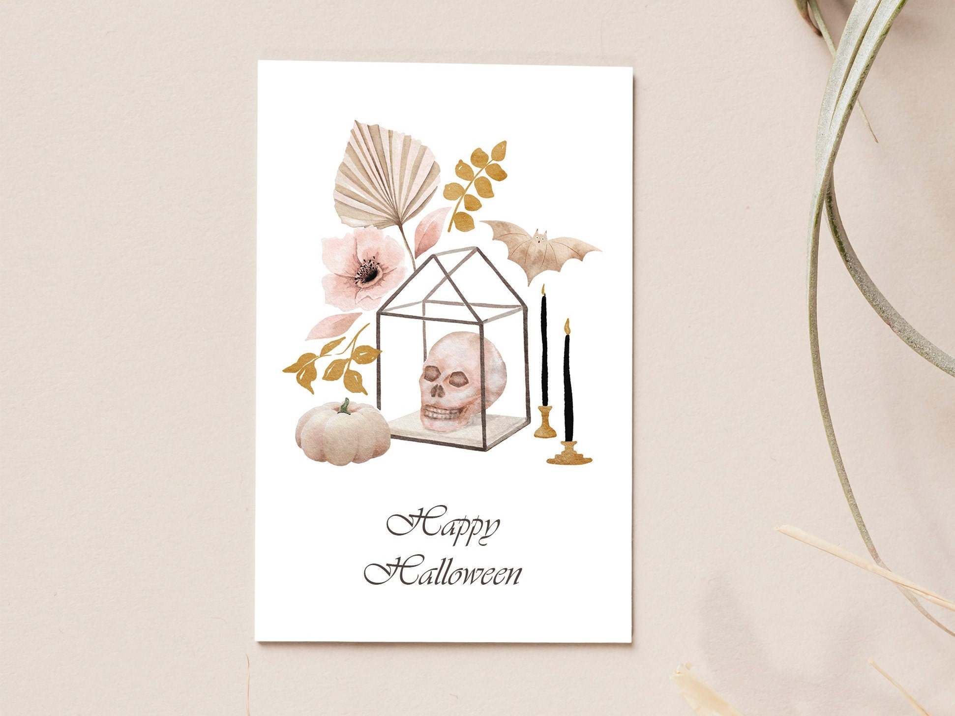 Halloween Boho Clipart Watercolor Illustrations Pumpkins - Etsy