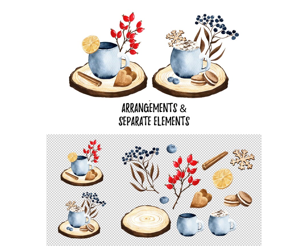 Watercolor Clip Art, Digital Downloads, Seasonal Holiday Cards ...