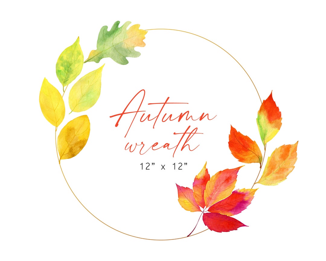 Autumn Leaves Wreath, Watercolor Clipart, Fall Wreath Png, Autumn ...