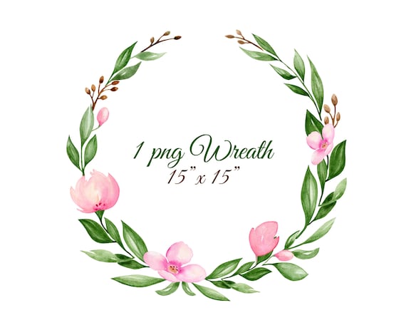 Floral Wreath. Watercolor Clipart. Png. Spring Wreath With - Etsy