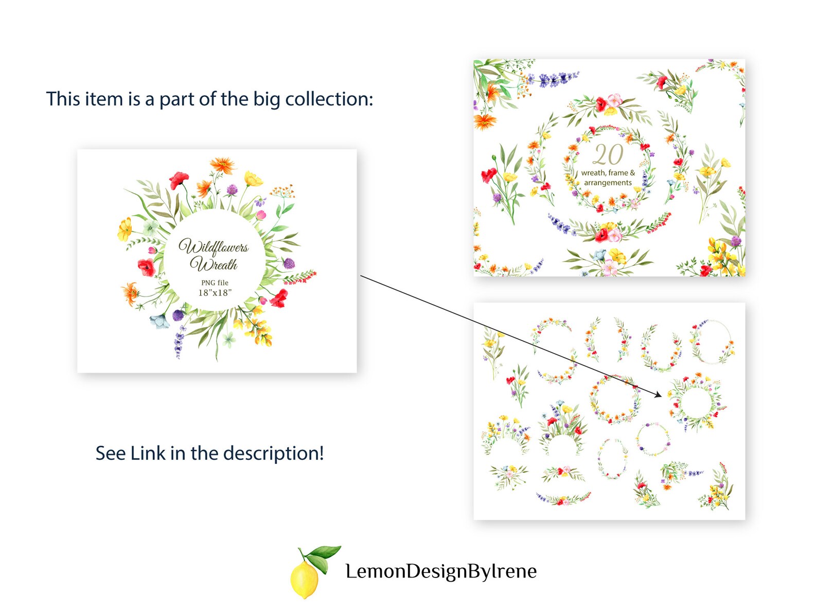 Watercolor Wildflowers Wreath Clipart. Botanical Floral Frame. - Etsy