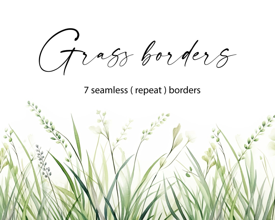 Grass Seamless Borders, Wild Herbal Clipart, Field Plants Endless ...