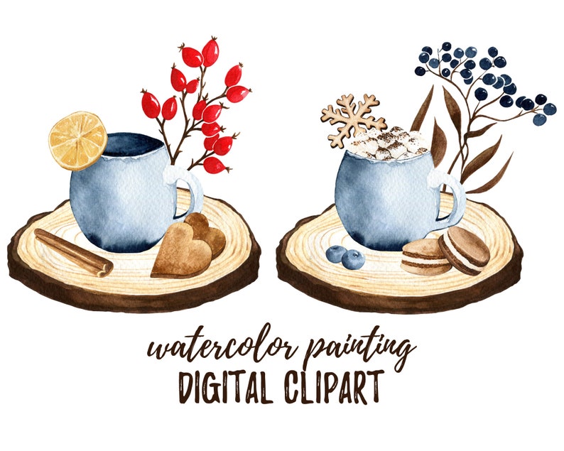 Watercolor Clip Art Digital Downloads Seasonal Holiday | Etsy