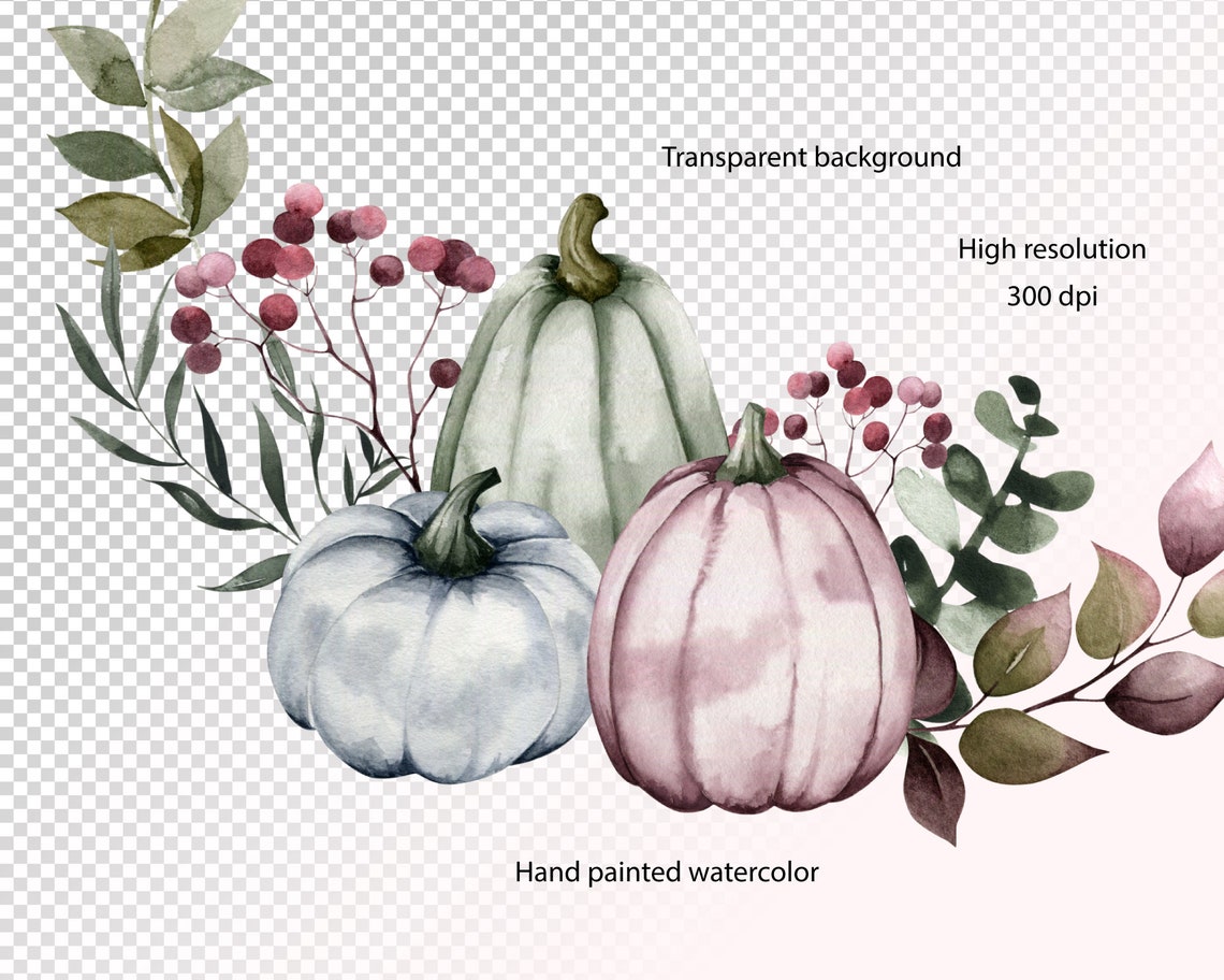 Colorful Pumpkin Watercolor Clipart Thanksgiving Clipart - Etsy