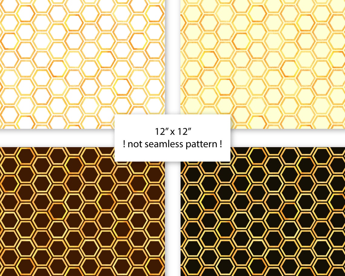 Honey Bee Digital Paper Watercolor Honeycombs Honeybees - Etsy