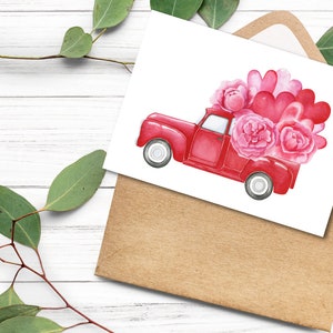 Love Red Car Valentine's Clipart. Watercolor Clip Art. Retro Vintage ...