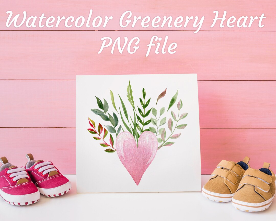 Watercolor Pink Heart Clipart. Floral Heart PNG. Valentines Day Clipart ...