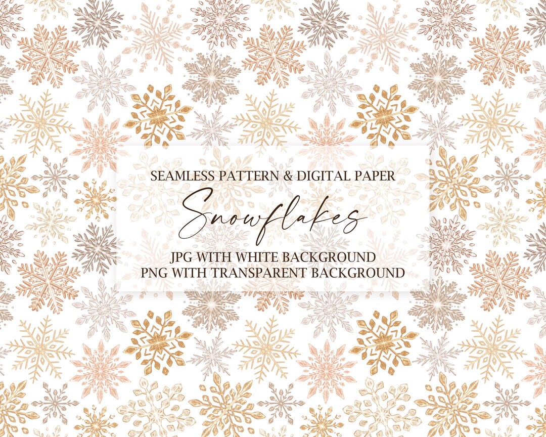 Snowflake Digital Paper - Snowflake Seamless Pattern - Neutral Colors ...
