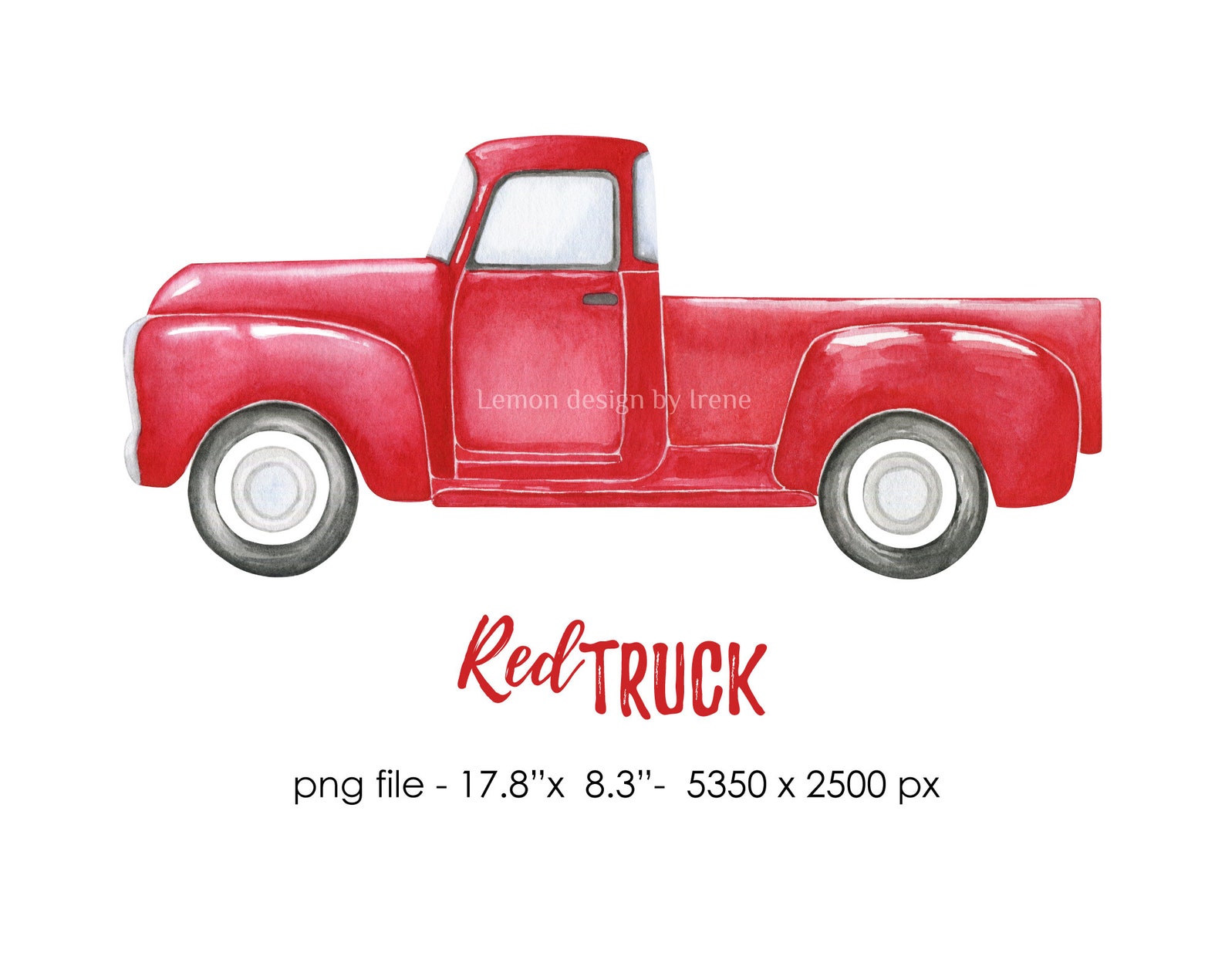 Red Truck Watercolor Clipart. Vintage Truck. Retro Christmas - Etsy