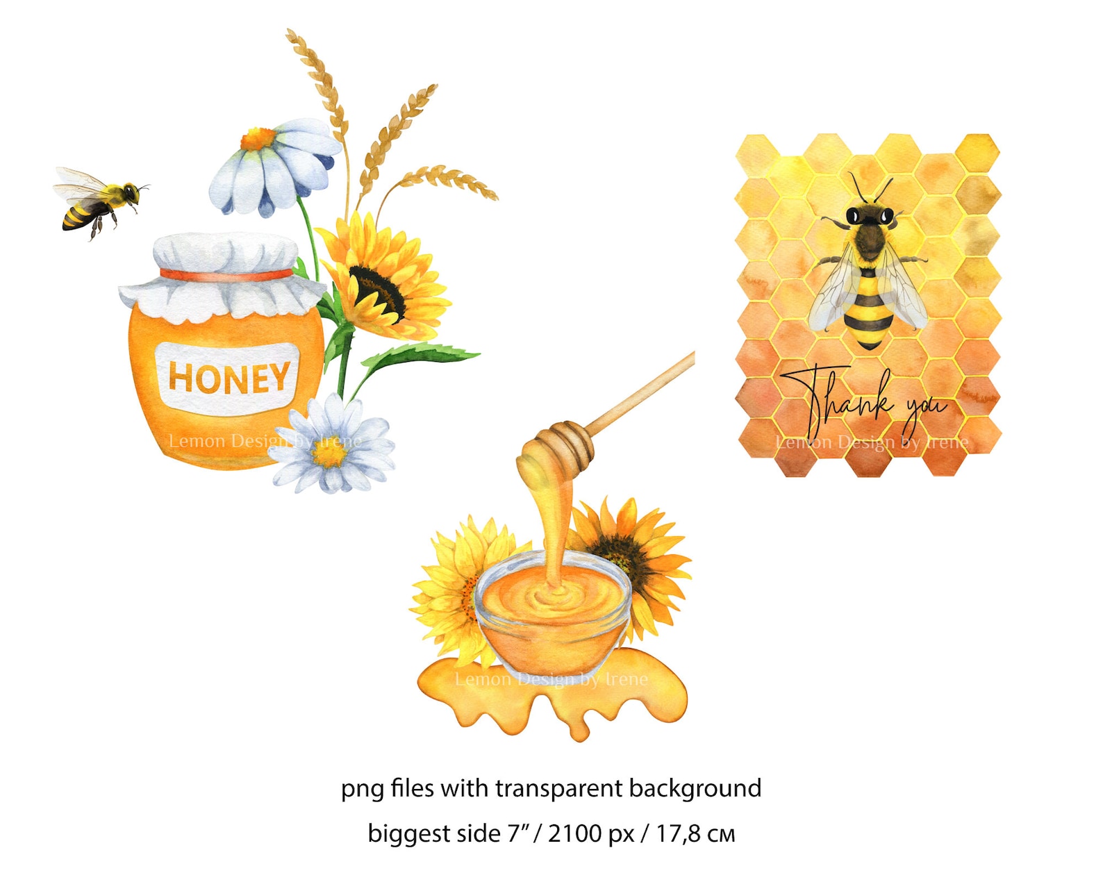 Honey Bee Watercolor Clipart Honeybee Png Honeycomb - Etsy UK