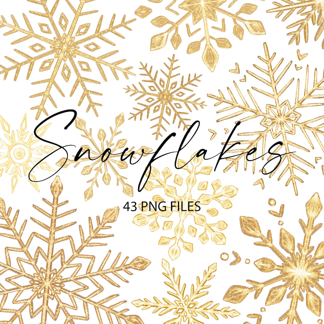 Golden Snowflake Clipart - Snowflakes PNG - Christmas Clipart - Glitter ...