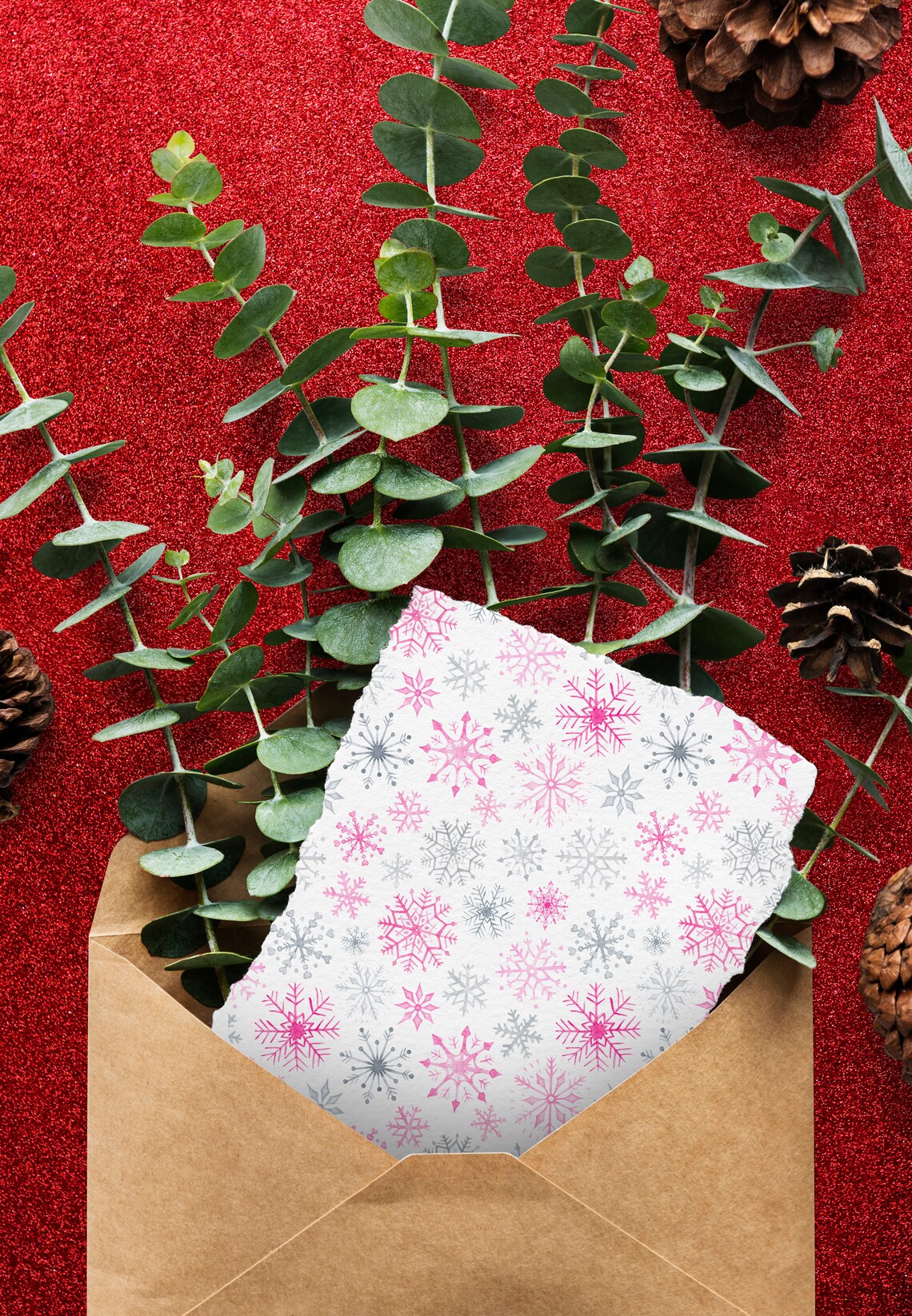 Pink and Grey Snowflake Digital Paper, Repeat Seamless Pattern ...