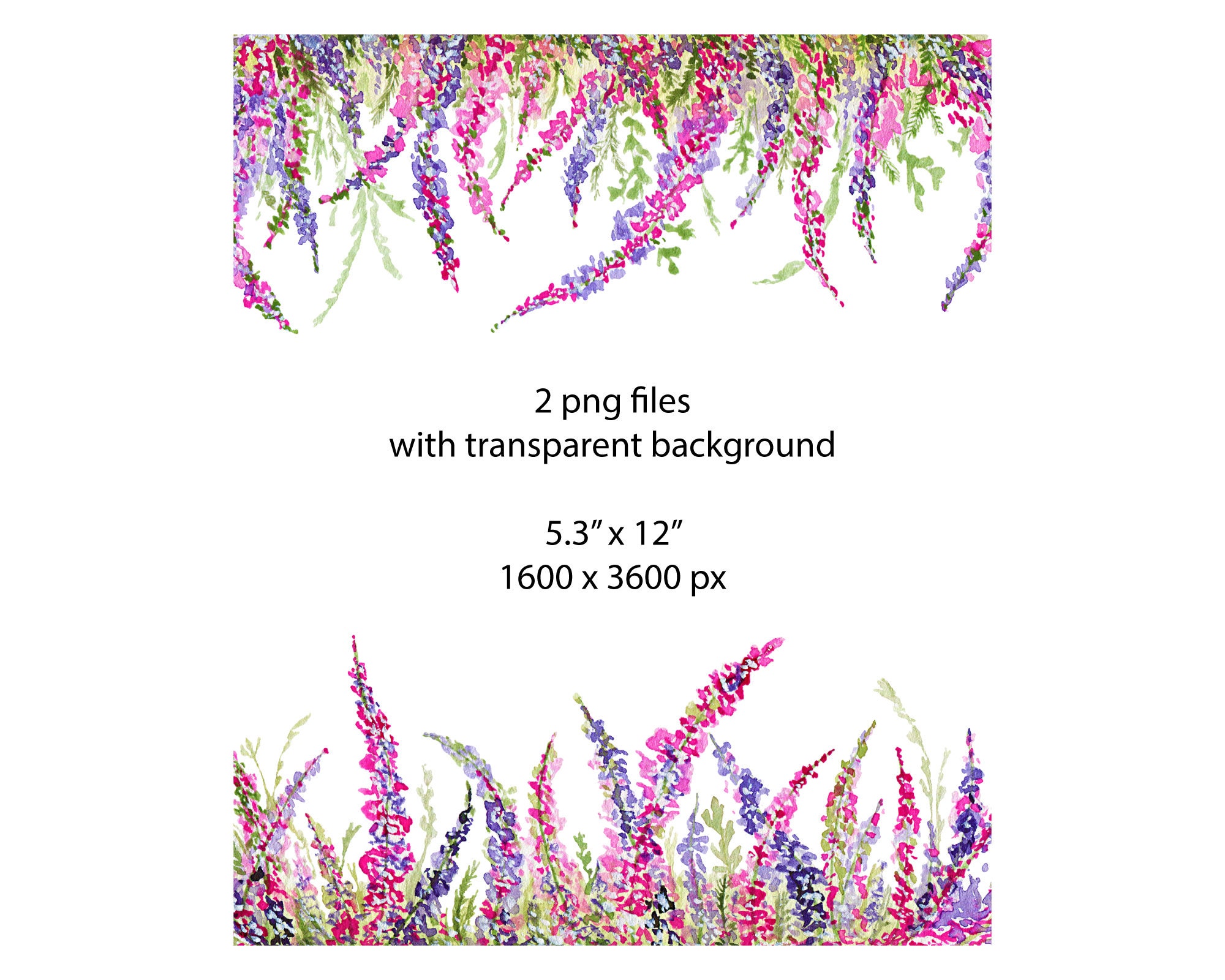 Wildflower Frame Clipart Heather Clipart Bright Wildflowers - Etsy