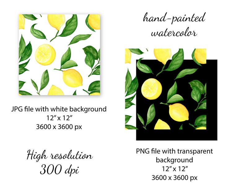 Lemons Digital Paper. Seamless Pattern. Watercolor Clipart. - Etsy