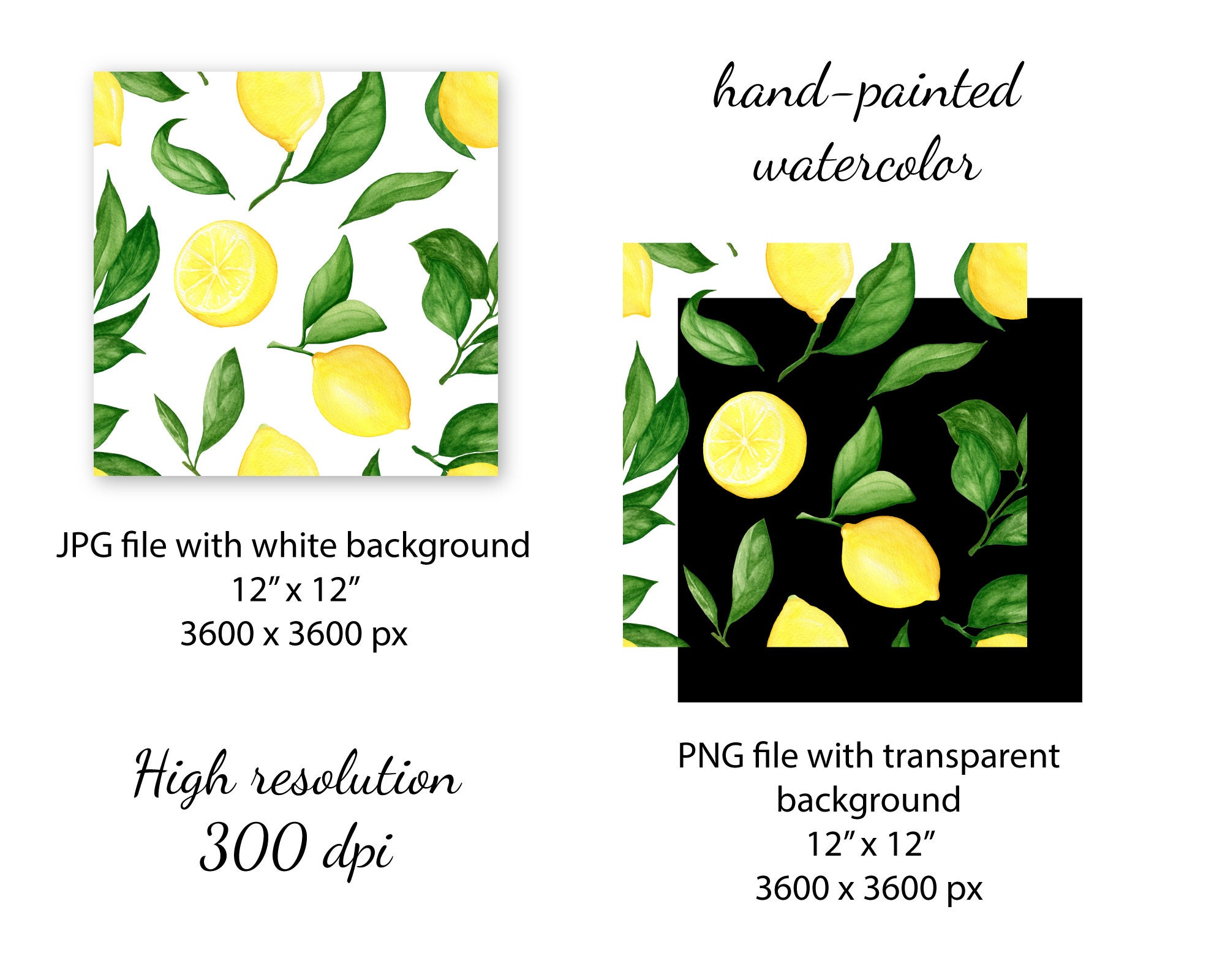 Lemons Digital Paper. Seamless Pattern. Watercolor Clipart. - Etsy