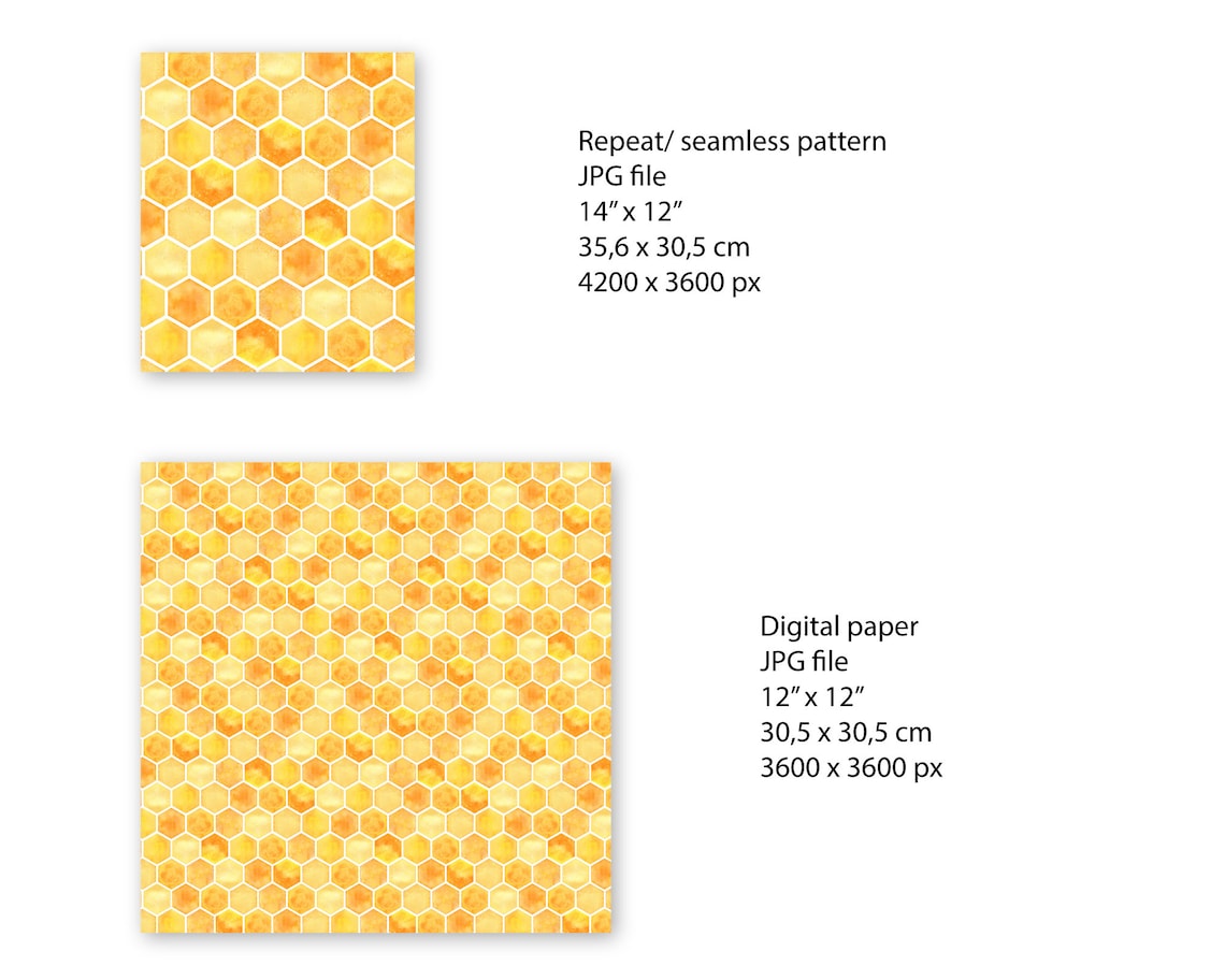 Honeycombs Digital Paper Repeat Seamless Pattern Watercolor - Etsy