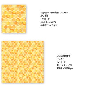 Honeycombs Digital Paper, Repeat Seamless Pattern, Watercolor Honey ...