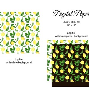Lemons Digital Paper. Seamless Pattern. Watercolor Clipart. Repeat ...