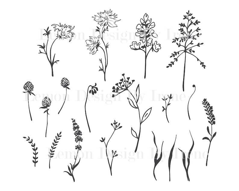 Wildflowers Svg. Hand-drawn Floral Svg. Wild Flowers Illustration ...