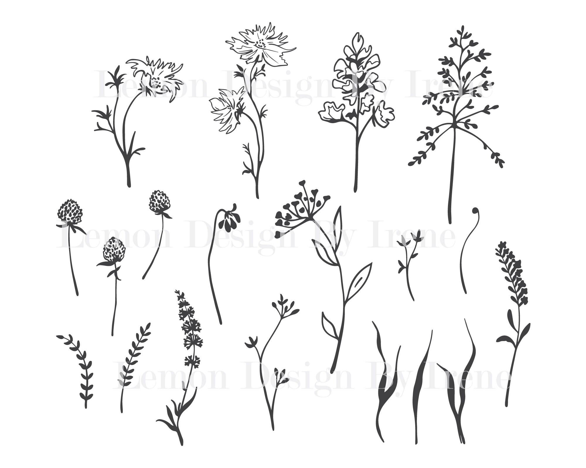 Wildflowers Svg. Hand-drawn Floral Svg. Wild Flowers - Etsy
