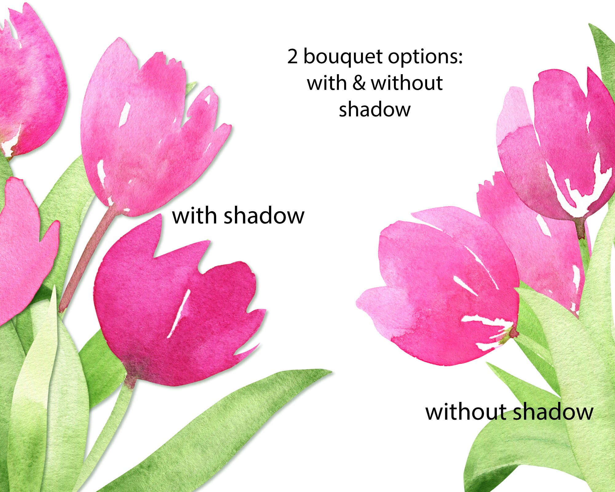 Pink Tulips Watercolor Clipart. Bouquet of Tulips. Flowers Watercolor ...