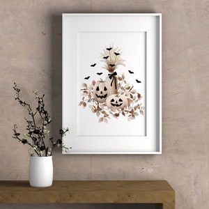 Halloween Boho Clipart, Watercolor Illustrations, Pumpkins, Bats, Scull ...