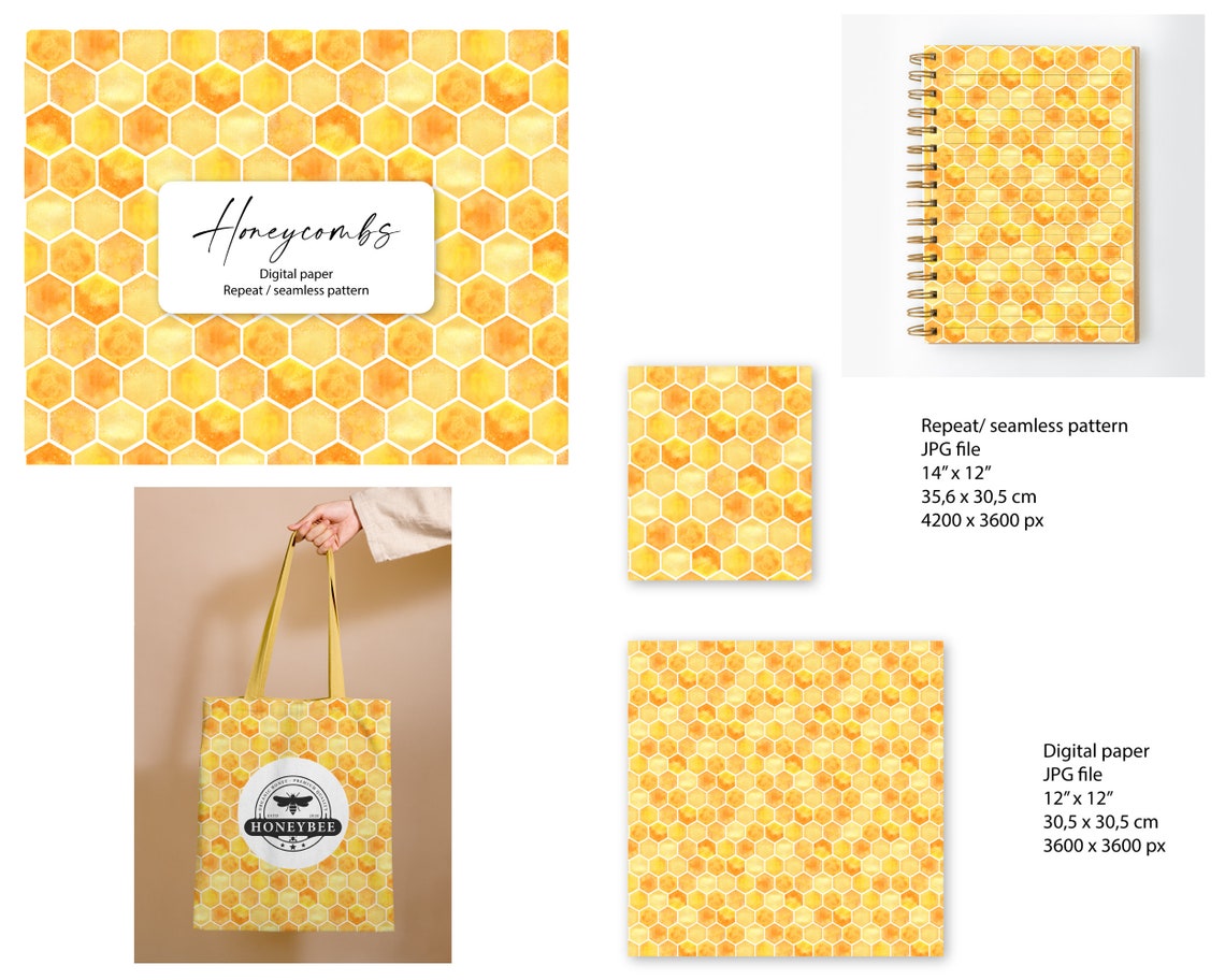 Honey Bee Bundle - Bee Seamless Pattern - Honeybee Digital Paper ...