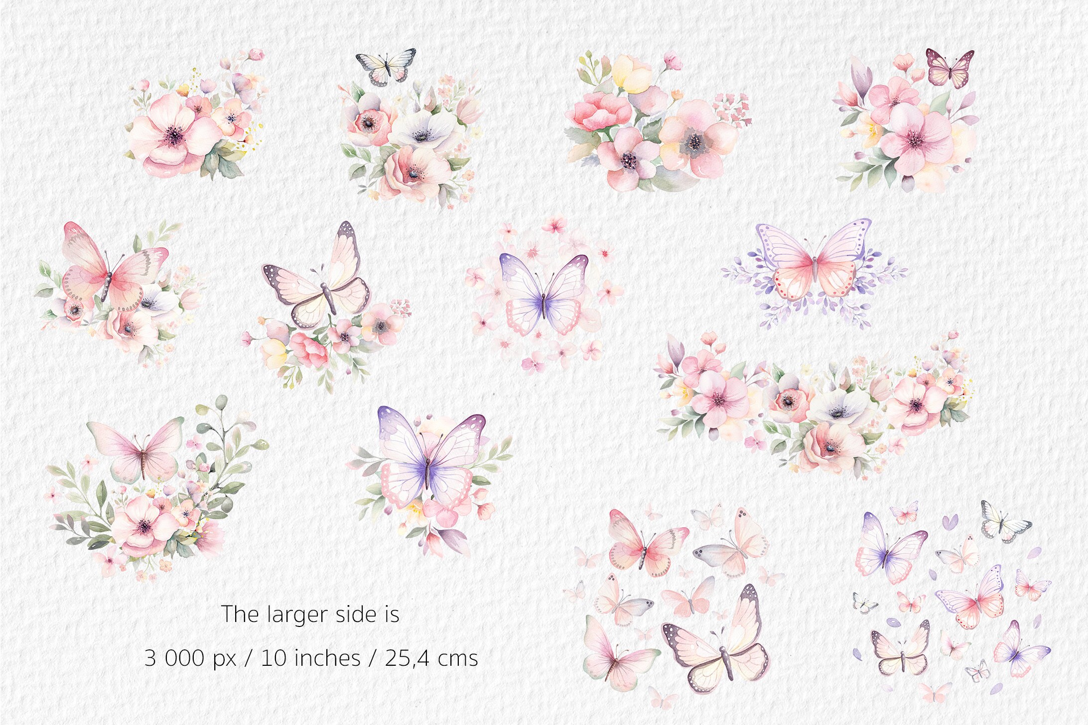 Floral Butterfly Watercolor Clipart PNG - Butterfly Bundle ...